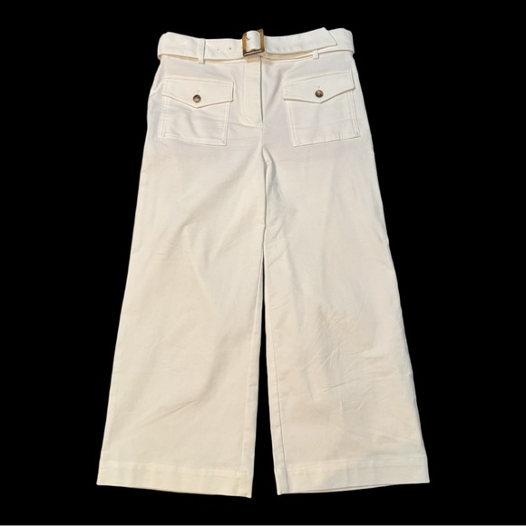 LOFT | Pants & Jumpsuits | Loft White Wide Leg Button Pocket Pants With ...